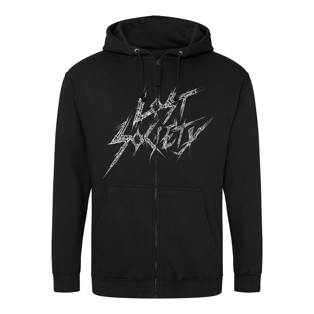 Lost Society, White Ritual Logo, Zip Hoodie – Backstage Rock Shop